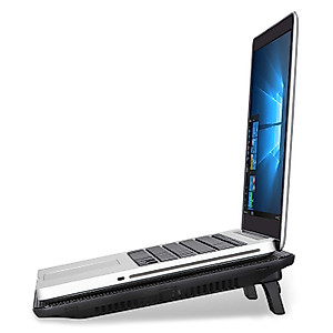 Laptop Cooling Pad, Coolertek Portable Slim Quiet Laptop Notebook Cooler Cooling Pad Stand with 2 Blue LED Fans, USB Powered, Adjustable Angled, Fits 11-14 Inch Laptop
