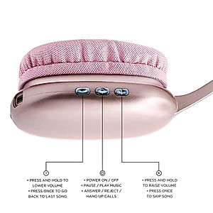 iJoy Ultra Wireless Headphones with Microphone- Rechargeable Over Ear Wireless Bluetooth Headphones with 10Hr Playtime, SD Slot, Backup Wire- Soft Cushion Wireless Headset with Mic (Pink)