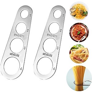 Pack of 2 Stainless Steel Spaghetti Pasta Measuring Tool with 4 Serving Portion to Properly Measure Spaghetti- Salesdude Kitchen Gadgets, Silver, 7-1/4 inches, c-30