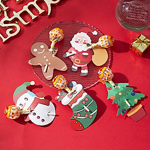 147pcs Christmas Lollipop Paper Cards Decorations,Paper Cards for Christmas Lollipop Sugar-Loaf Candy Gift Package Wrapping Decorations Xmas Lollipop Supplies Design Candy Holder (7Style)