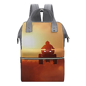 Silhouette ATV Jump Diaper Bag Backpack Large Capacity Mommy Bags Multifunction Nappy Bag Travel Back Pack Gray-Style