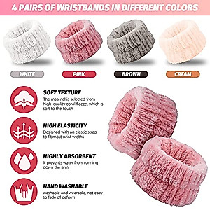 Gosuoa 8 Pcs Spa Face Washing Wristbands,Wrist Washband Microfiber Wrist Towels for Washing Face,Absorbent Wristbands Wrist Sweatband for Women Girls Child,Prevent Liquid from Spilling Down Your Arms