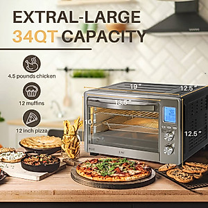 Toaster Oven, LNC 34QT Extra Large 1750W Air Fryer Oven with 12 Cooking Functions, Super Hot Air Convection Oven- A05000B