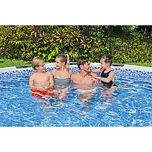 Bestway Steel Pro MAX 15 Foot by 48 Inches Round Above Ground Family Swimming Pool Set Outdoor Steel Frame with Filter, Pump, Ladder, and Cover, Gray