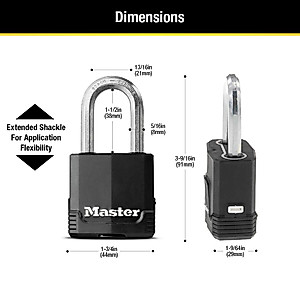 Master Lock 1-7/8 in. H x 1-3/16 in. W x 1-3/4 in. L Vinyl Covered Dual Ball Bearing Locking Padlock