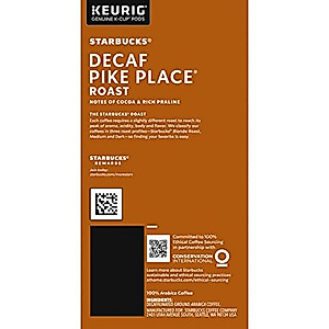 Starbucks Coffee K-Cup Pods, Decaf Pike Place Roast, Medium Roast Decaffeinated Coffee, Keurig Genuine K-Cup Pods, 24 CT K-Cups Per Box (Pack of 1 Box)