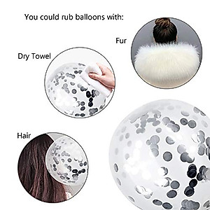 Black and Silver Confetti Balloons, 50pcs 12-inch Black Balloons、Silver Balloons and Silver Confetti Birthday Balloons for Birthday Party Graduation Ceremony and Bachelor Party Decoration.