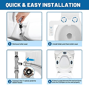 UDFORSK Non-electric Bidet Toilet Seat Attachment Ultra-slim Bidet Attachment Front/Rear Wash Toilet Bidet Attachment Dual Retractable Spray with Nozzle Guard Door