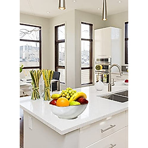 Serene Spaces Living Large Free-Form Edge Glazed Ceramic Bowl, Centerpiece for Vintage Weddings, Events, Measures 6" Long, 5.5" Wide, 2.75" Tall