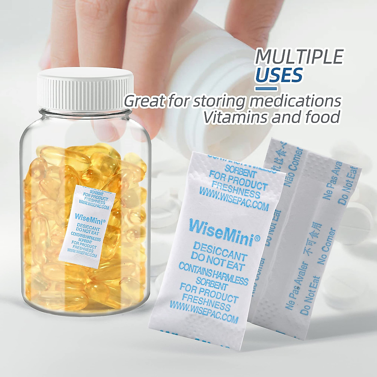 Wisesorb Silica Gel Packets, 0.5 Gram 200 Silica Packets, Food Grade Dessicant, Dessicant Packs, Silica Gel for Food, Moisture Packets for Food Storage