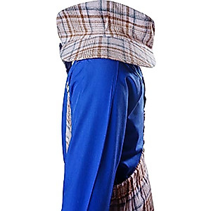 Toddler Boys Gentleman Ring Bearer Photo Formal Wear Vintage Knicker Suspender Bowtie Suit 5-pc Set Navy/Beige Plaid 4-5T