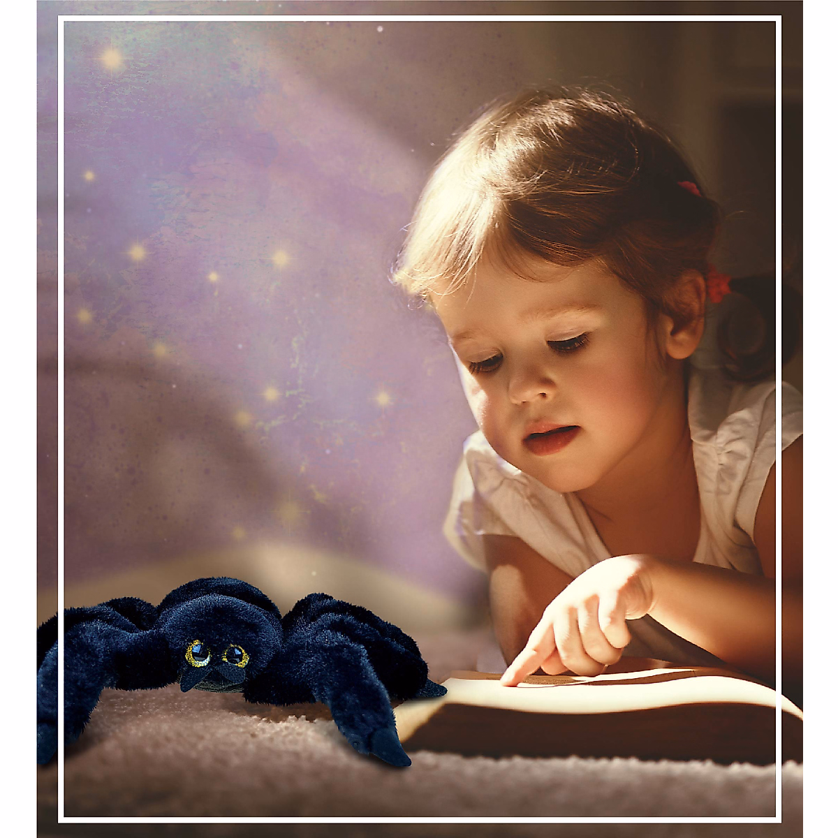 DolliBu Black Spider Plush Toy - Super Soft Spider Stuffed Animal for Boys and Girls, Cute Spider Stuffed Animal, Realistic Stuffed Spider Plush Gift, Spider Decor for Baby, Kids, Adults - 8 Inches