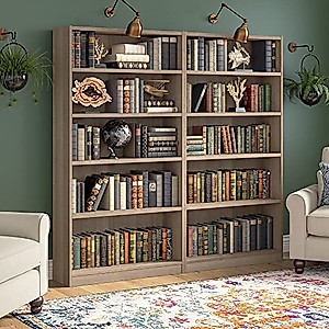 Bush Furniture Universal Tall 5 Shelf Bookcase in Natural Cherry