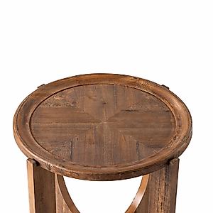 COZAYH Rustic Farmhouse End Table, French Country Accent Side Table for Family, Dinning or Living Room, Small Spaces, Modern, Round, Brown End Table