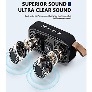 Bluetooth Speakers,IPX7 Waterproof Shower Speakers,Portable Wireless Speaker with Stereo Sound,Support FM Radio,Outdoor Wireless Speaker for iPhone iOS/Android at Party, Travel, Beach, Home, Camping