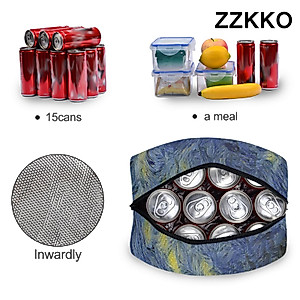 ZZKKO Galaxy Animal Cat Lunch Bag Box Organizer Lunch Container Insulated Zipper Meal Prep Cooler Handbag For Women Men Home School Office Outdoor Use