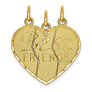 IceCarats 14K Yellow Gold 3-piece Break Apart Best Friends Necklace Charm Pendant Set