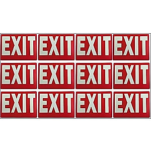 Exit Sign Glow-in-The-Dark Exit Sign, 12 by 9 Inches, Photoluminescent Glow In the Dark EXIT Sign, save energy eco friendly -12 Pack by cotton fly