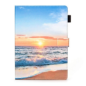 UUcovers for Apple iPad 9th/8th/7th Generation Case 10.2 inch (2021/2020/2019) with Pencil Holder Pockets [Auto Wake/Sleep] PU Leather Smart Folio Stand Wallet TPU Shockproof Cover, Beach Sunrise