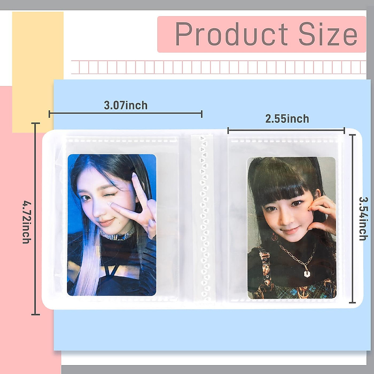 FUNUPUP 3 Inch Photocard Binder Kpop Album Kpop Photocard Holder Book Hollow Mini Photo Album with 32 Pockets (White Heart)