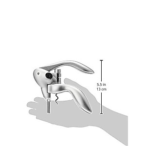 Houdini Lever Corkscrew with Foil Cutter and Extra Spiral (Silver)