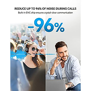 TECKNET Bluetooth Headset, Wireless Bluetooth Trucker Headset with Microphone Noise Cancelling 3 EQ Music Modes, Single and Dual Ear Wireless Headphones for Truck Drivers, Office, Call Centre Work