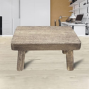 Adult Wooden Step Stool - Very Sturdy, Great Kids Step Stool Perfect for High Beds, Reach High Places in Kitchen, Bathroom, Closet, Sink, Lightweight (14.17x10.63x7.48inch)