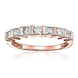 Vir Jewels 1 cttw Princess Cut Diamond Wedding Band for Women in 14K White Gold Channel Set Ring, Size 7