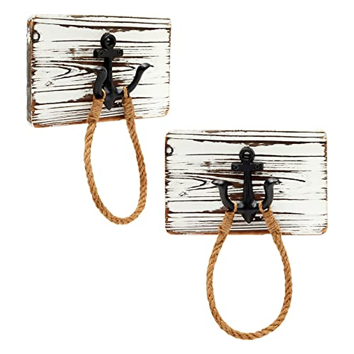 Okuna Outpost 2 Pack Nautical Towel Ring Holder, Anchor Bathroom Decor and Accessories (9 x 6 in)