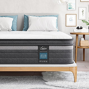 TeQsli Twin Mattress, 12 Inch Gel Memory Foam Hybrid Mattress Twin Size Pocket Springs Mattress with Motion Isolation & Pain Relief, Medium Firm Support, CertiPUR-US