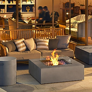 Eco Smart | Base 40 Fire Pit Table | Natural Color | Stainless Steel Gas Burner | Elegant Curved Design with Versatile Wide Lip | Complements Any Decor and Setting