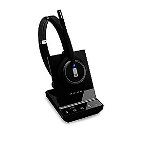 Sennheiser SDW 5066 (507024) - Double-Sided (Binaural) Wireless Dect Headset for Desk Phone Softphone/PC & Mobile Phone Connection Dual Microphone Ultra Noise Cancelling, Black