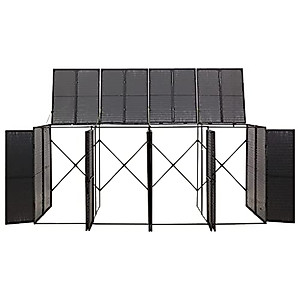 INLIFE Quardruple Wheelie Bin Shed,Poly Rattan Garbage Can Shed Outdoor Garbage Can Enclosure for Garden,Patio,Backyard Outdoor Trash Can Garbage Can Shed Black 107.9"x31.5"x46.1"