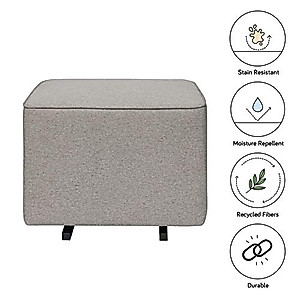 Babyletto Kiwi Gliding Ottoman in Performance Grey Eco-Weave, Water Repellent & Stain Resistant, Greenguard Gold and CertiPUR-US Certified