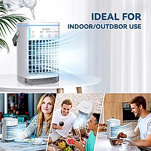 Portable Air Conditioners, Personal Evaporative Air Cooler with 4 Wind Speed & LED Light, Top Fill 700ML Mini Air Conditioner, Small Desktop Quiet Cooling Fan for Room, Office, Car, Outdoor