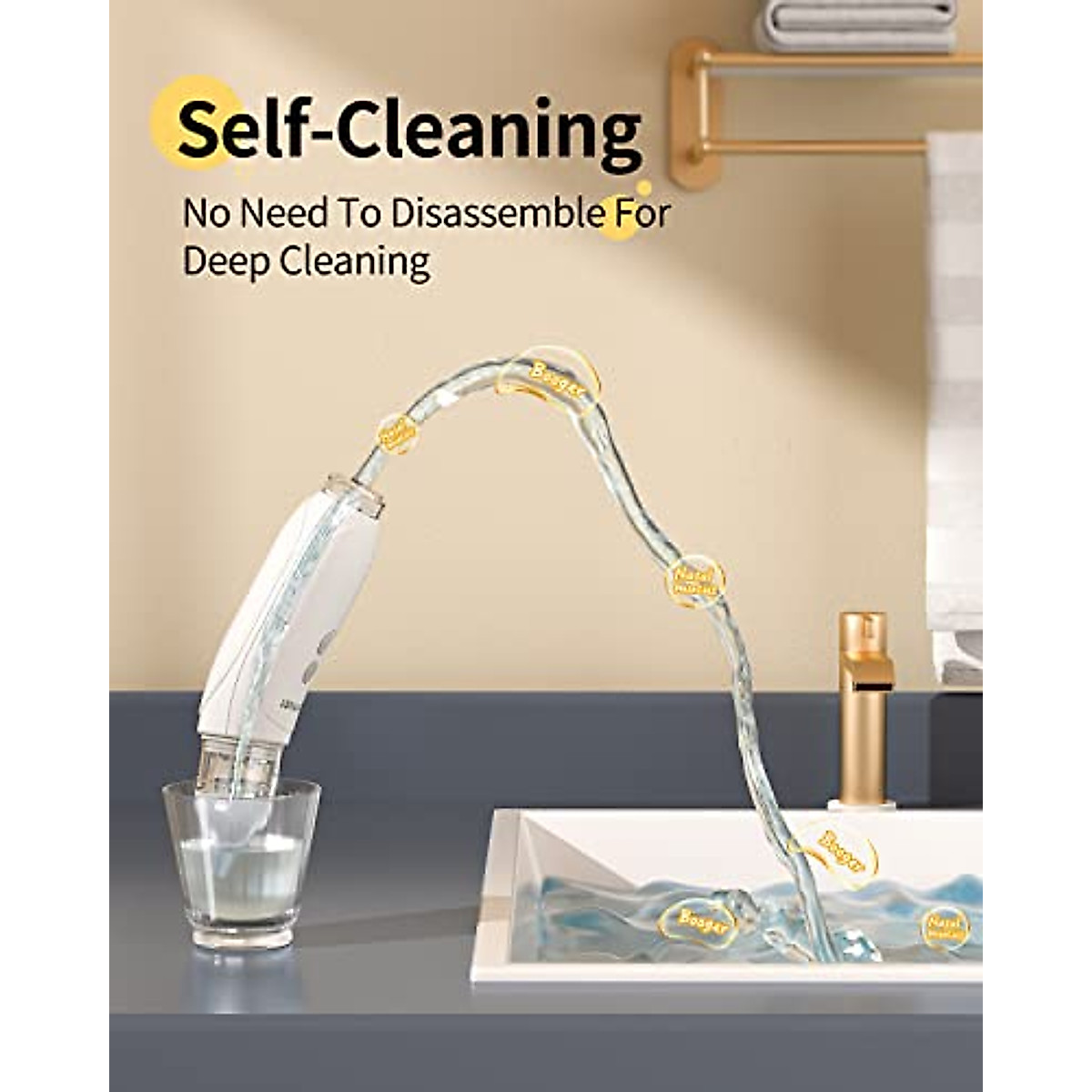 Nasal Aspirator for Baby, MOMYMUST Electric Baby Nose Cleaner with Self-Cleaning Function, Baby Nasal Aspirator with 3 Levels of Suction, Music and Light, 2 Nose-Tips, 60 Days Use Time