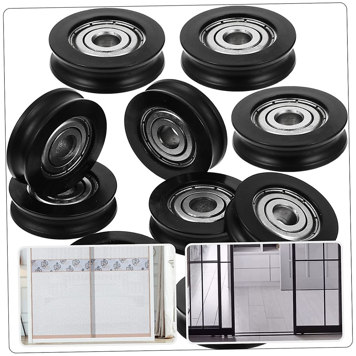 HOMSFOU 4pcs Roller Sliding Door Roller Guide Pulley Roller Door Wheel Heavy Duty castors U Type Wheel for Doors Track Window Pulley Roller Groove Wheel Pulley Track Guide Bearing