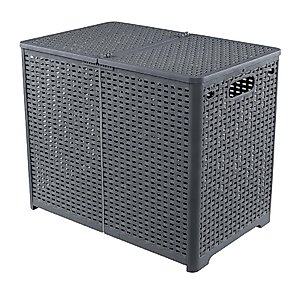 Kiddream 80 Liters Double Collapsible Laundry Basket, Plastic Dirty Clothes Hamper 2 Section with Lids
