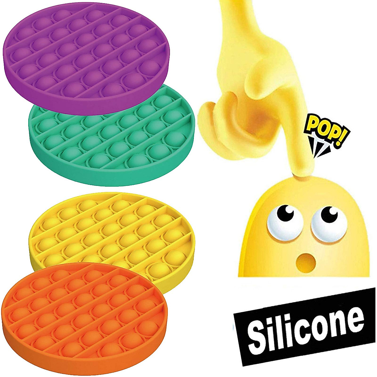 HHK Push Pop Bubble Sensory Fidget Toy, Silicone Squeeze Stress Reliever, Help Restore Emotions Round Purple