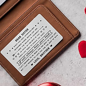 Jzxwan to My Sister Gifts, Personalized Sister Birthday Wallet Card, Best Sister Graduation Gift from Brother, Personalized Christmas Mother's day Gift for Teen Sister