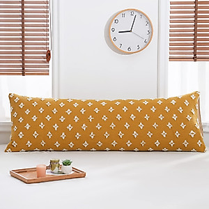 Boho Body Pillow Cover Tufted Yellow Long Pillowcase for Couch Bed Shabby Chic Jacquard Geometric Diamond Texture Bohemian Room Decor Decorative Body Pillowcase Cotton