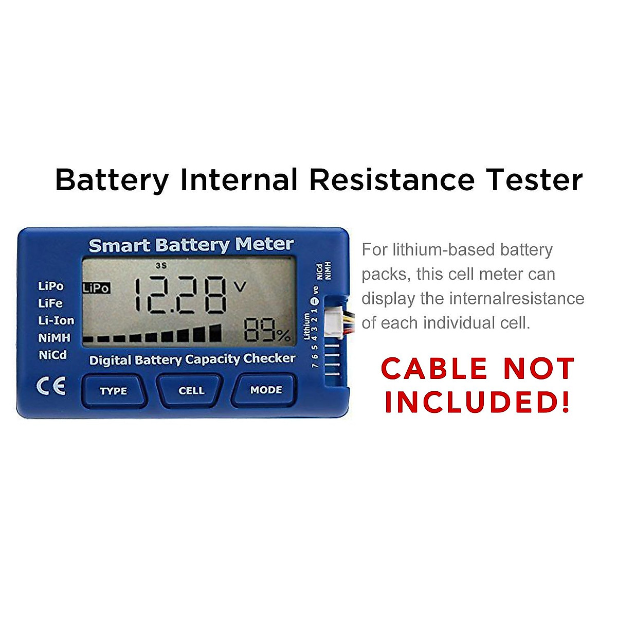 MaximalPower 5-in-1 Battery Meter, Intelligent Cell Meter Digital Battery Checker Battery Balancer for LiPo / LiFePO4 / Li-ion / NiCd / NiMH Battery Packs