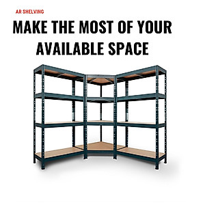 AR Shelving 2400-Lb. Capacity, 71in.H x 60in.W x 18in.D Rivet Shelving Unit, Or Assemble as 2 Benches, Ea. 35 1/2in.H x 120in.L x 18in.D, Matte Dark Gray, Model# Garage 60/18 600 Lbs.