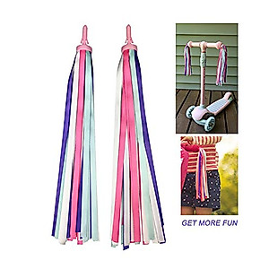 PLATT Kid's Bicycle Handlebar Streamers Colorful Ribbons Tassel for Girls Boys Bicycle Handlebar Scooter Handgrip (Purple 1Pair)