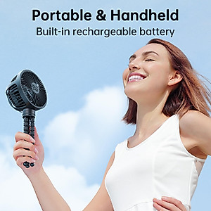 GUSGU GF35 Stroller Fan Battery Operated, Small Portable Fan Clip on for Baby, USB Rechargeable Handheld Personal Fan Flexible Tripod for Travel, Car Seat, Camping, Bedroom