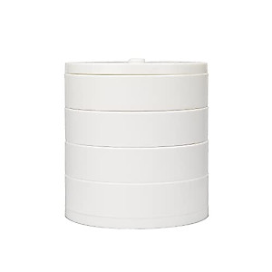 Small Jewelry Organizer, Ring Earrings Necklace Bracelet Bangle Watch Jewelry Storage Box for Women, 4-Layer Rotating Travel Jewelry Tray Case with Lid (White)
