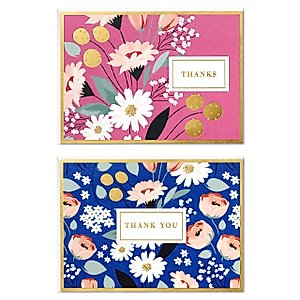 Hallmark Thank You Cards Assortment, Pink and Blue Floral (50 Thank You Notes with Envelopes for Wedding, Bridal Shower, Baby Shower, Business, Graduation)