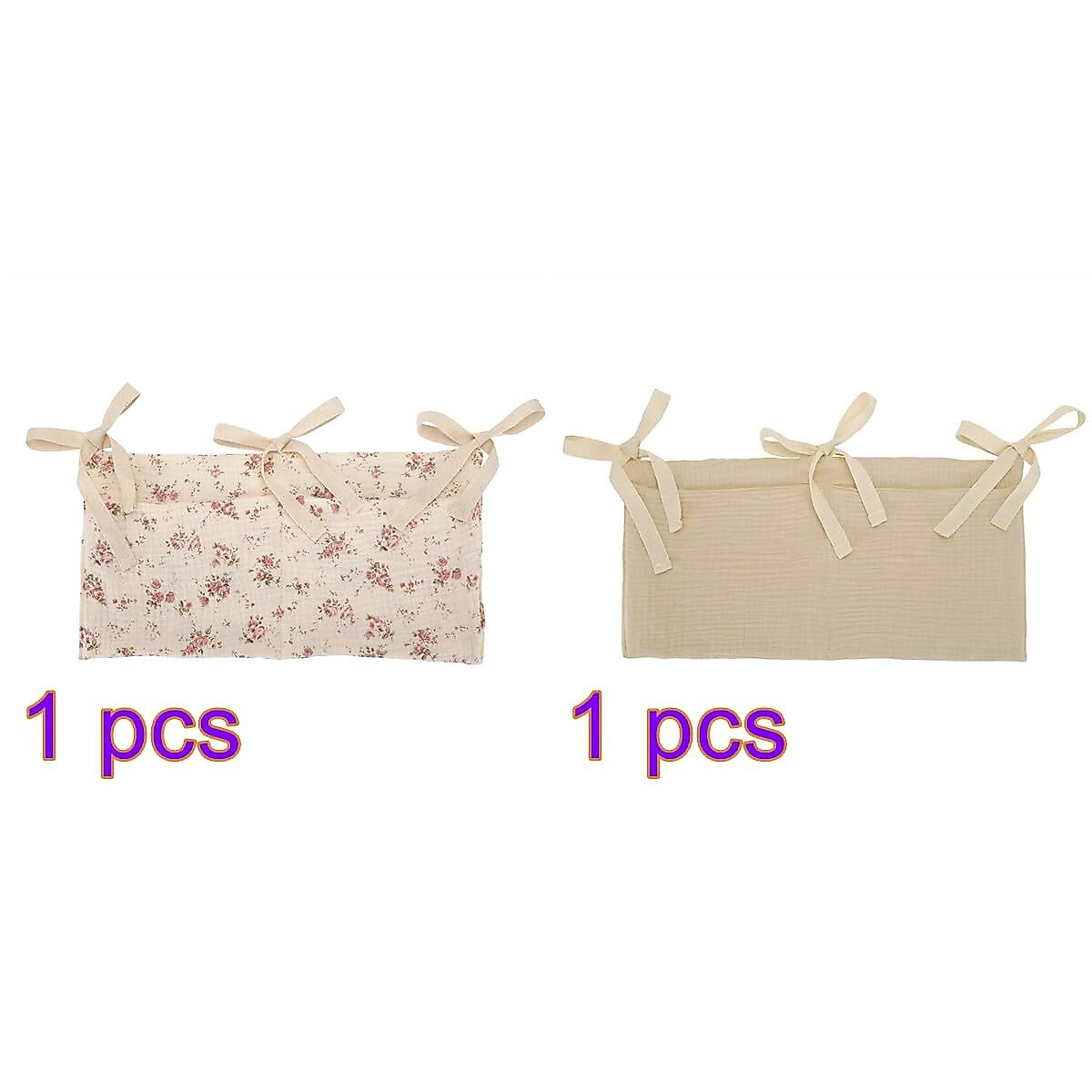 Eforcase 2PCS Baby Crib Organizer Cot Caddy Bed Storage Bag Hanging Pocket Diaper Nursery Organizer Bed Hanging Organizer Bag