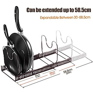 MASTERTOP Pot and Pan Organizer for Cabinet,Expandable Pan Organizer Rack,Pot Lid Organizer with 7 Compartments for Kitchen Counter and Cabinet Pantry Bakeware Organizer Rack Holder