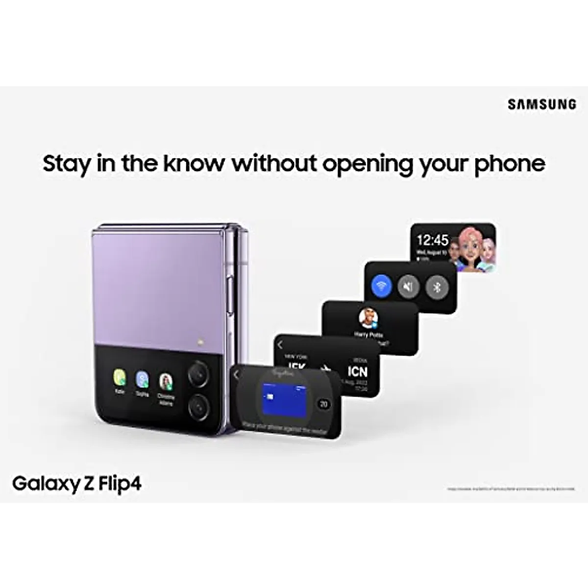 SAMSUNG Galaxy Z Flip 4 Cell Phone, Factory Unlocked Android Smartphone, 128GB, Flex Mode, Hands Free Camera, Compact, Foldable Design, Informative Cover Screen, US Version, 2022, Bora Purple
